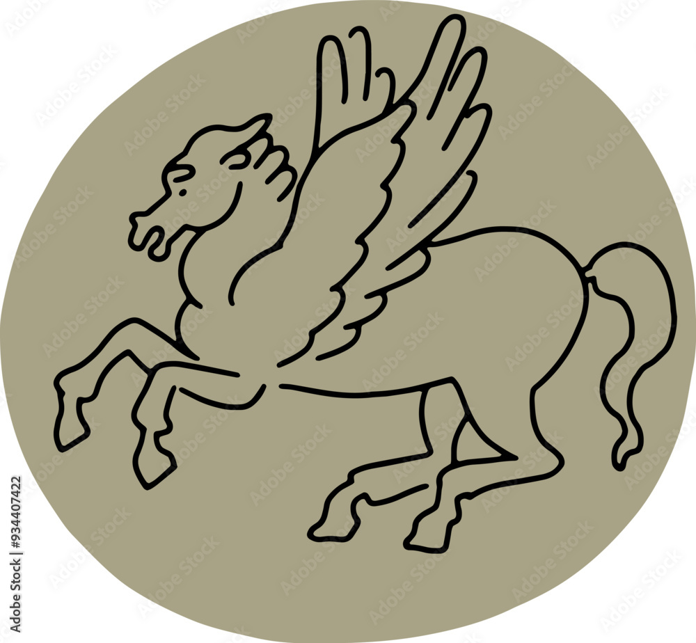 Old Greek coin with pegasus. Antique money of Ancient Greece ...