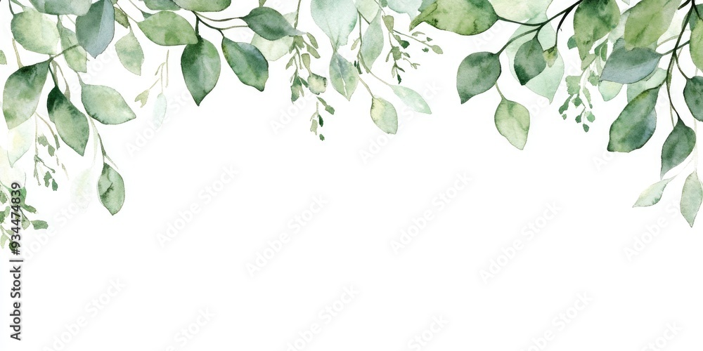 Watercolor frame with greenery Eucalyptus leaf borders for invitations ...