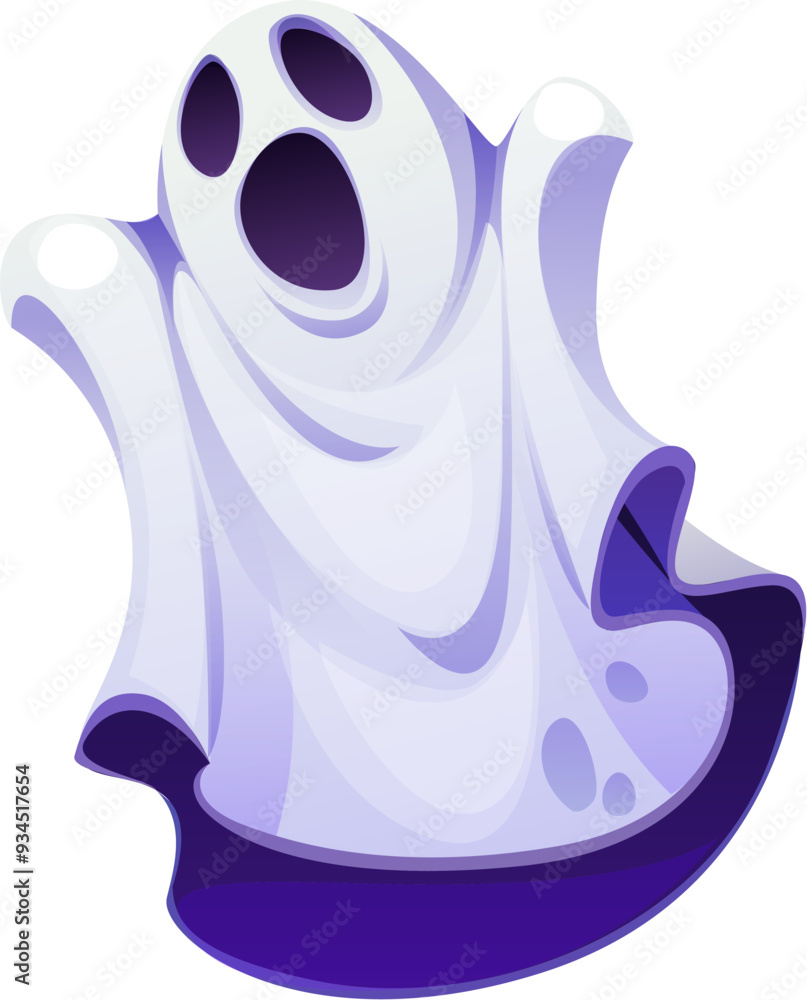 Cartoon Halloween ghost character, scary spooky personage, horror evil ...