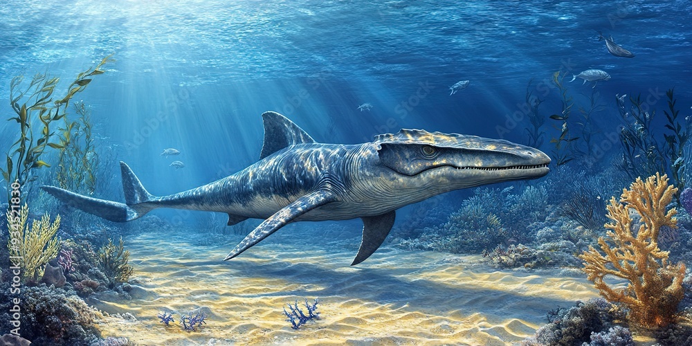 Lost World of the Ocean Depths: Majestic Ichthyosaurs and Vibrant Coral ...