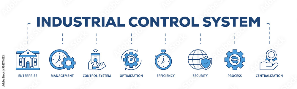 Industrial control system icons process structure web banner ...