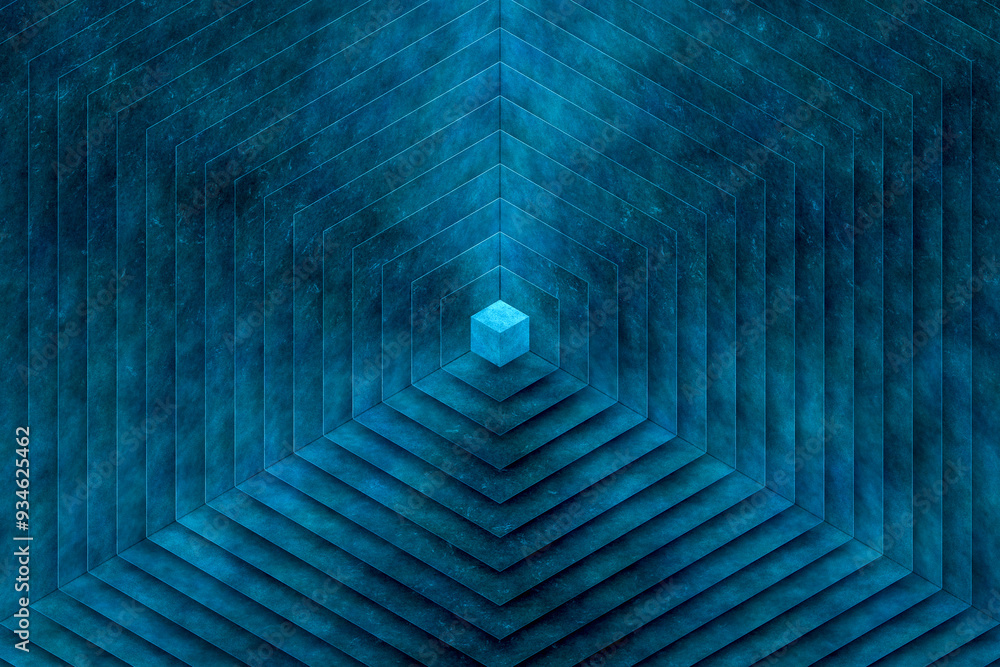 Hyper- realistic three-dimensional perspective optical art cube with ...