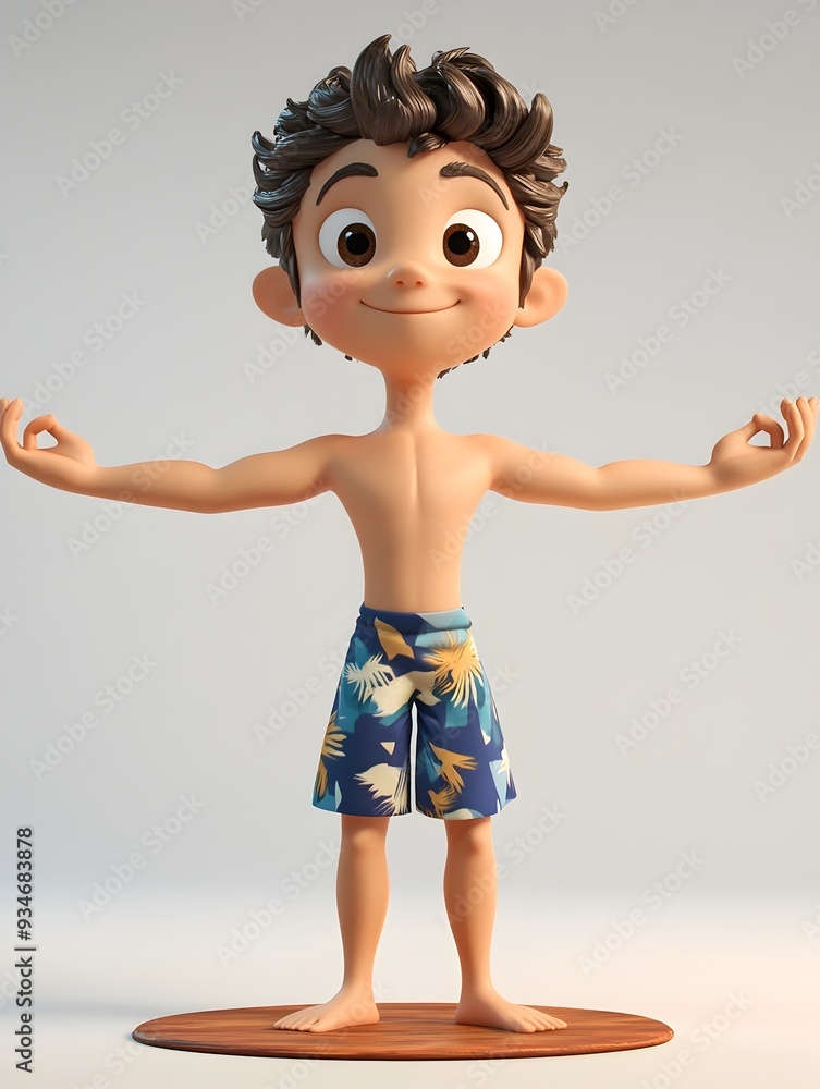 Full Body 3D Animated Male Yoga Instructor in Centered Pose Digital of ...