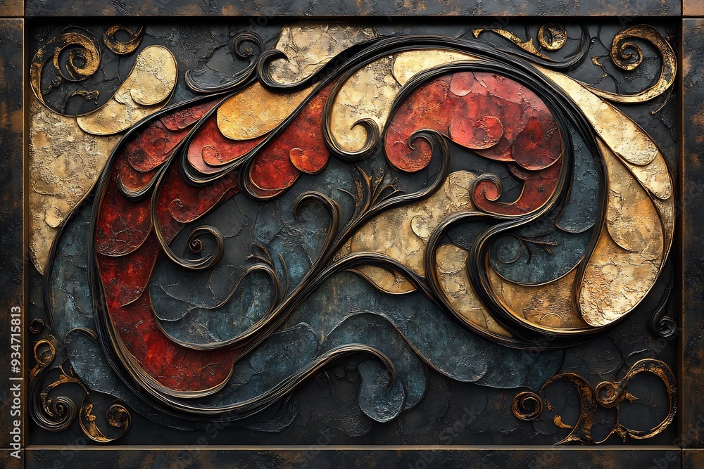 Neovictorian Steampunk Abstract mural blending elegance of Victorian ...