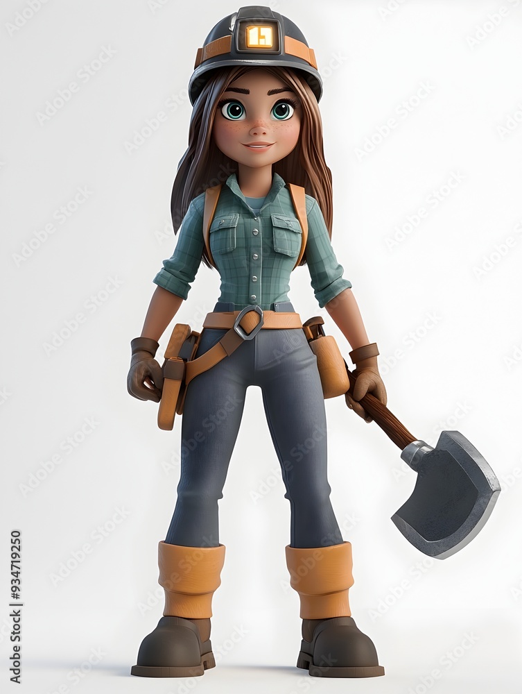 Steadfast Miner A 3D Animated Female Character in a Miner s Uniform ...