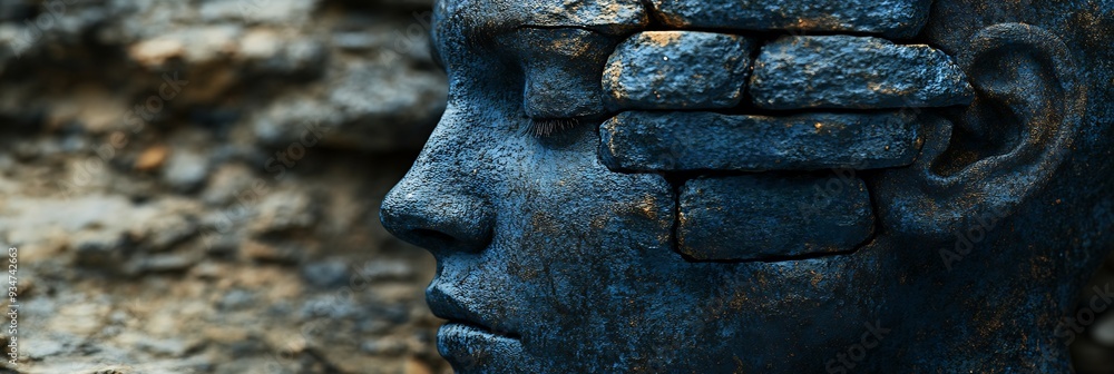 Mind's Burden abstract representation of human head filled heavy dark ...