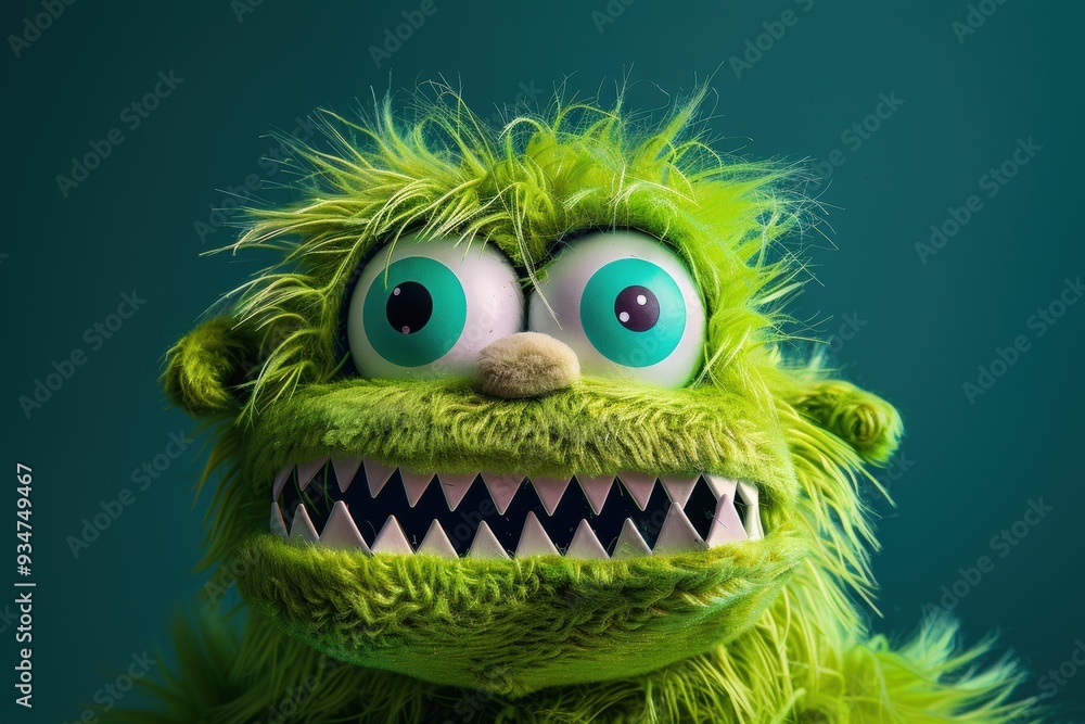 Imagine the fun with a green furry monster puppet, featuring oversized ...
