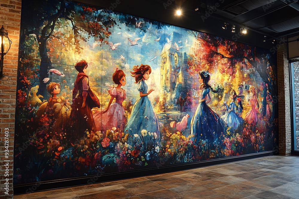 2d Animation Breaking into 3D Reality mural where scene 2D animation ...