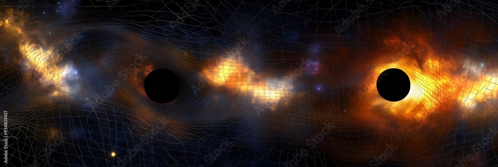 Black hole depicted with a 3D gravitational pull that bends and ...