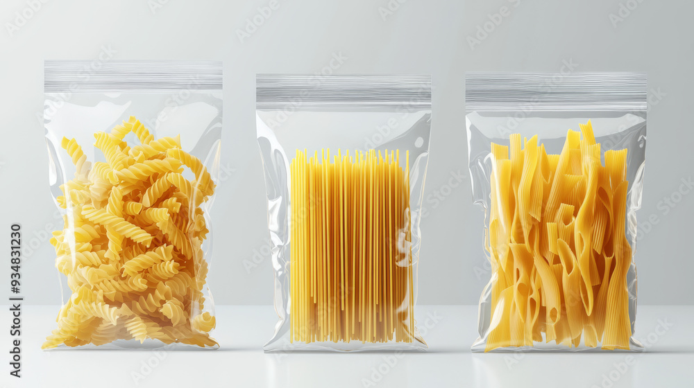 3D vector mockups of pasta and Italian macaroni food packages ...