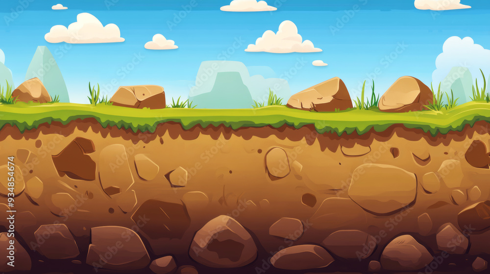 Seamless vector game level texture depicting soil ground and ...