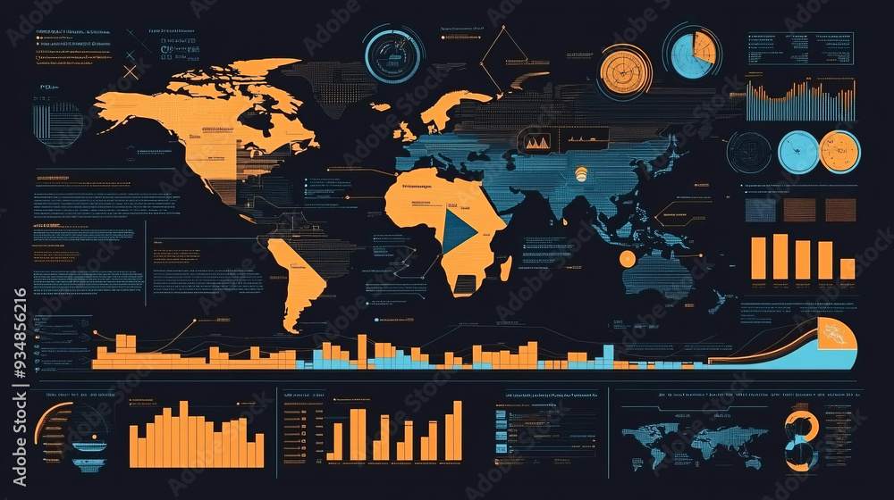 Infographic design components featuring pie charts and a step-by-step ...