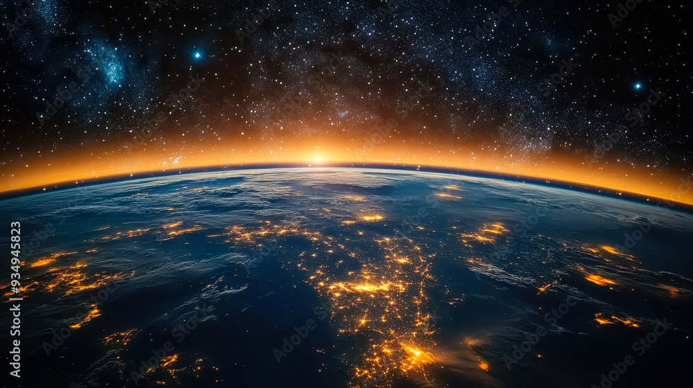Stunning View of Stars and Milky Way Above Earth Glow at Night from ...