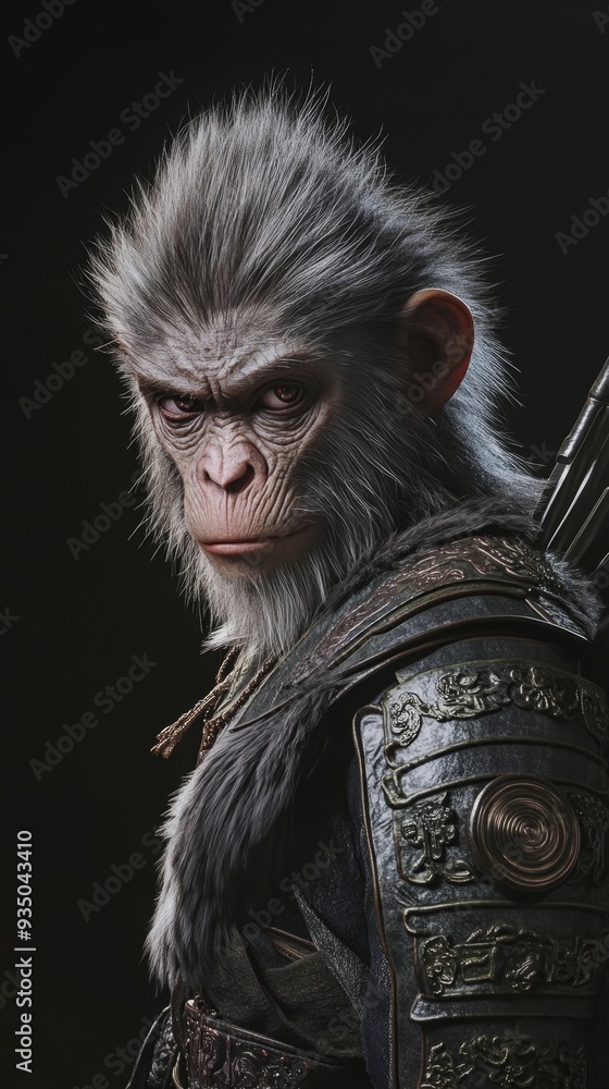 The Chinese myth of Journey to the West, a portrait of Sun Wukong, a ...