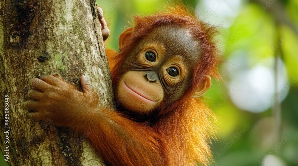 Orangutan or the Latin name Pongo great apes originating from the ...