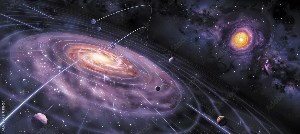 Illustration of a black holes escape velocity where 3D particles are ...