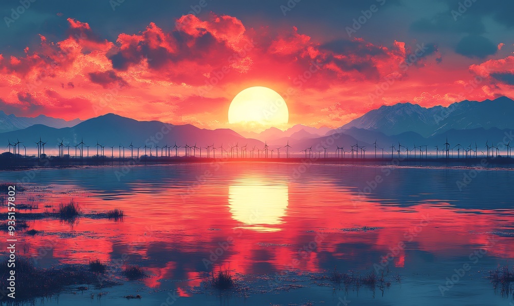 Illustration of the global shift toward renewable energy with visuals ...