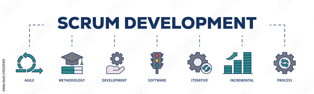 Stock-Illustration „Scrum development icons process structure web ...
