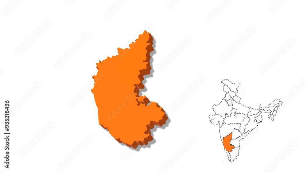 India Map Showing karnataka State in Detail Stock Illustration | Adobe ...
