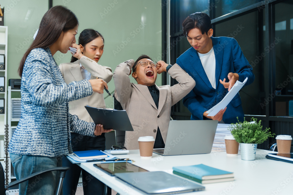 Stressed business person in a demanding career struggles with emotional ...