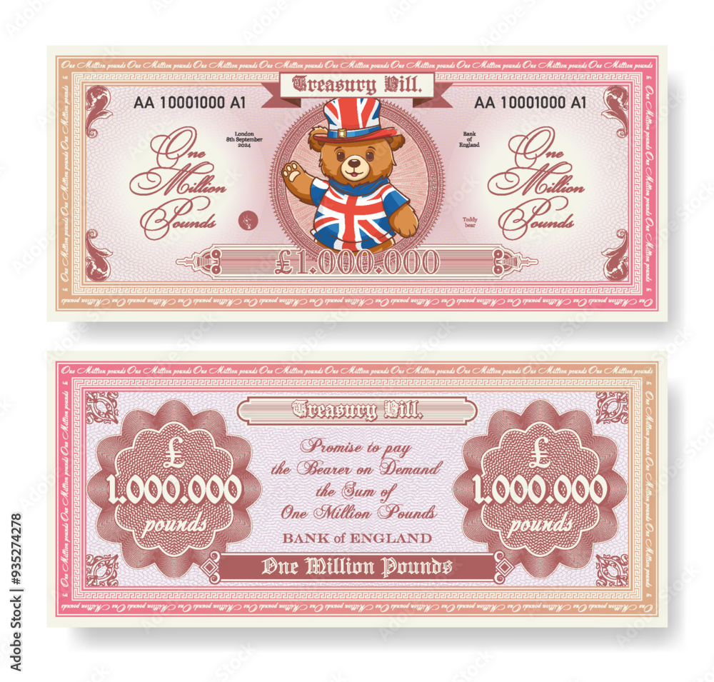 Vector cute cartoon teddy bear salutes, wearing shirt and hat with UK ...