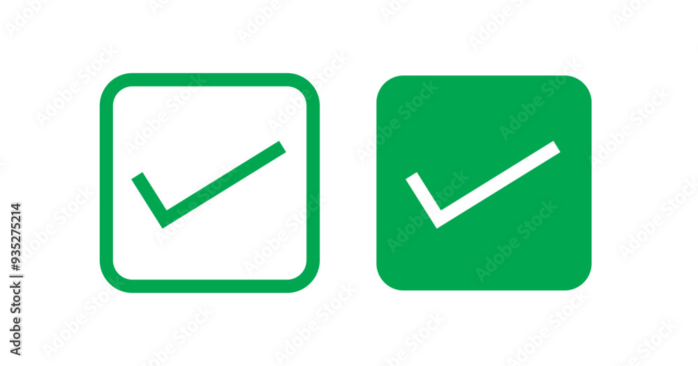 Check mark vector icon set. correct or right tick mark sign. green checkmark for checklist ...