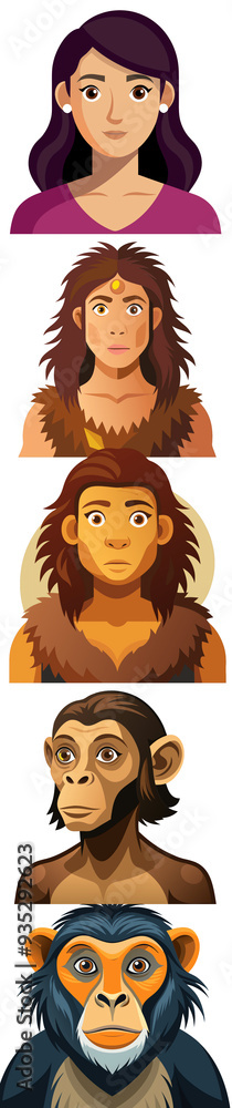 Stages of human evolution set, female human development stages ...