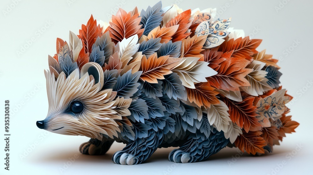 3D paper model of a hedgehog with pastel brown gre 00113 eagle, bird ...