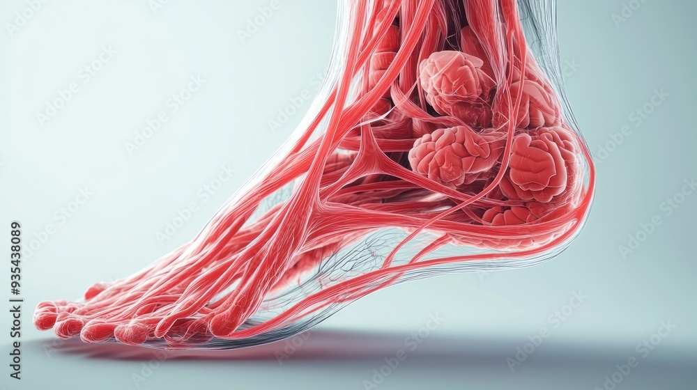 Detailed 3D Rendering of Human Achilles Tendon and Muscle Tissue An ...
