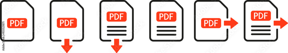 PDF icon file format on transparent background. PDF document download ...