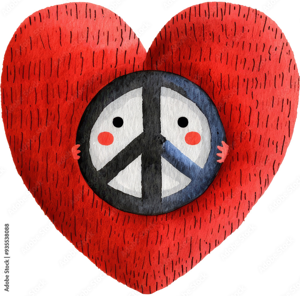 watercolor peace sign heart clipart for international peace day - cute ...