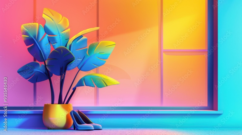 Explore a whimsical store window display filled with artistic products ...