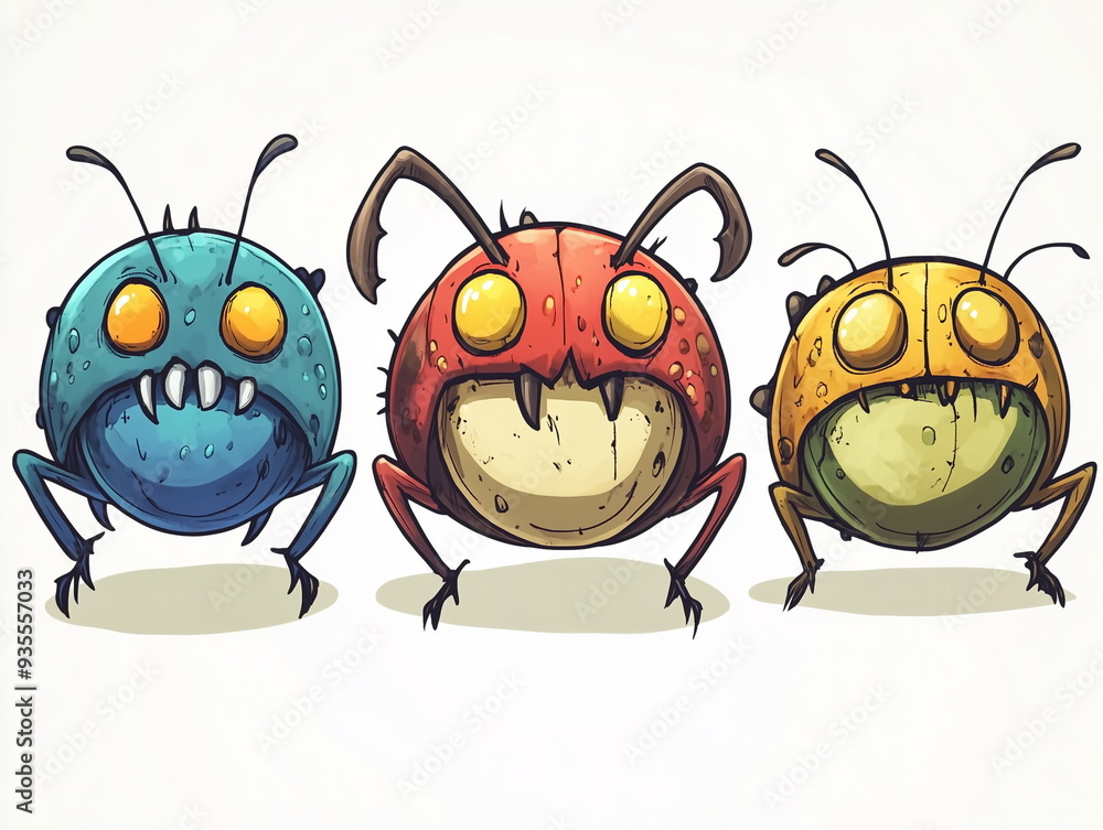 ugly cootie bugs cartoon illustration Stock Illustration | Adobe Stock