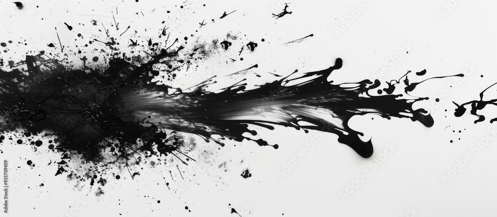 Black ink splash Blot overlay Frayed edge texture Liquid paint splatter ...