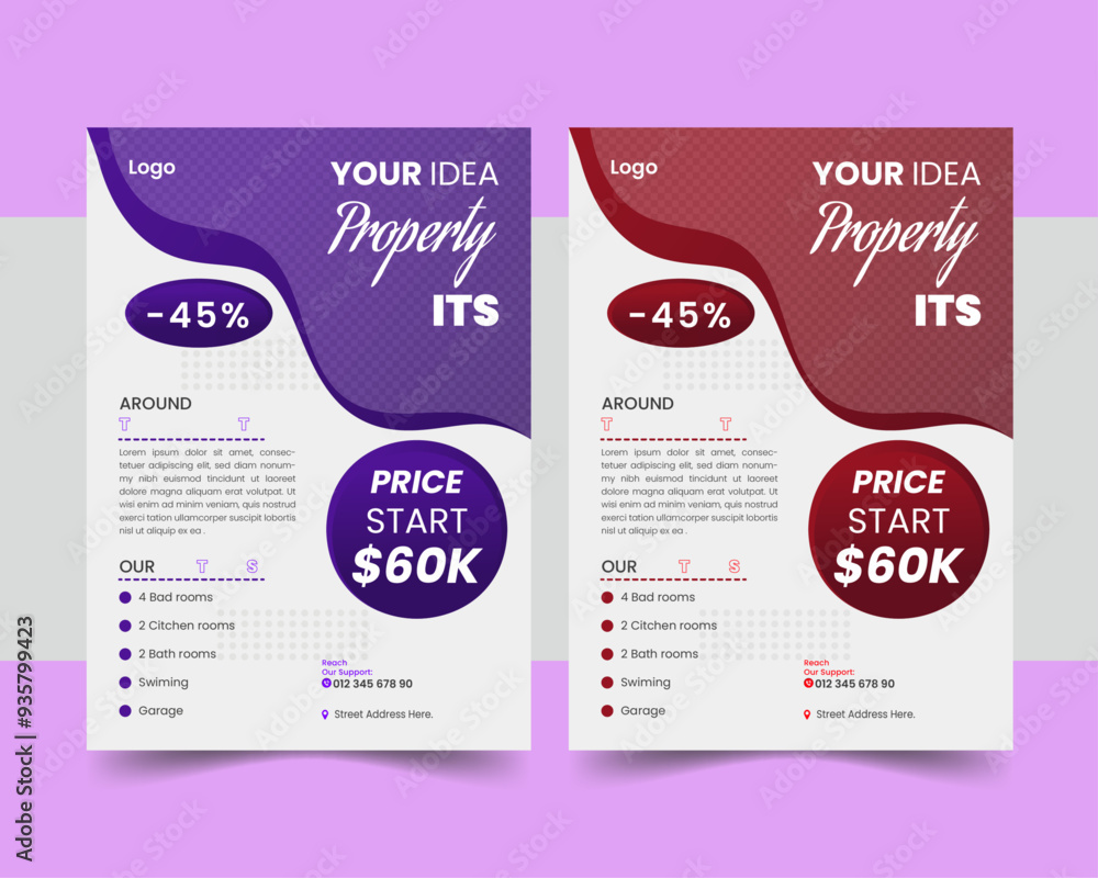 Real Estate Flyer Template Design, Corporate Flyer Design, Leaflets, Flyer Design, Cover Book ...