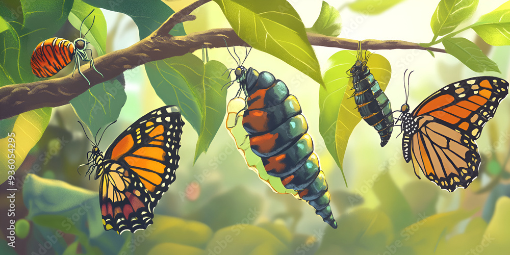 Butterfly Transformation Lifecycle Stock Illustration | Adobe Stock