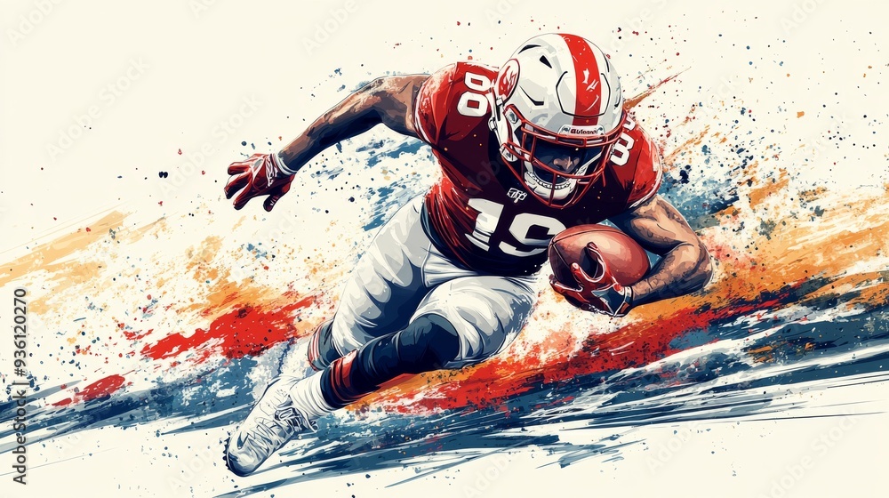 Vector art of a football player in action, dodging an opponent, dynamic ...
