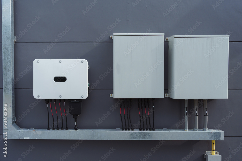Instalation control of inverters solar panel on the wall. Technology of ...