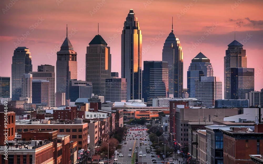 Atlanta, Georgia, USA Downtown Skyline: Vibrant Cityscape with Iconic ...