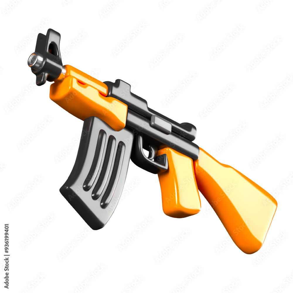 Realistic machine gun with short barrel in cartoon style. Isolated ...