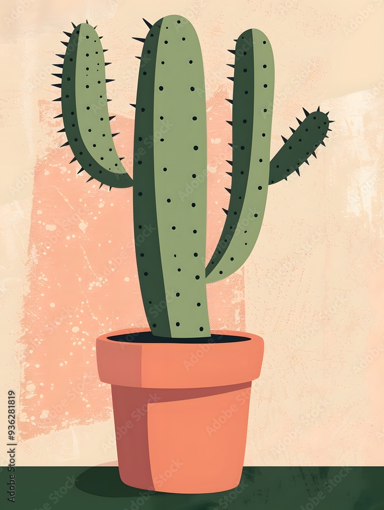 Flat vector clipart illustration of a cactus with clean lines and ...