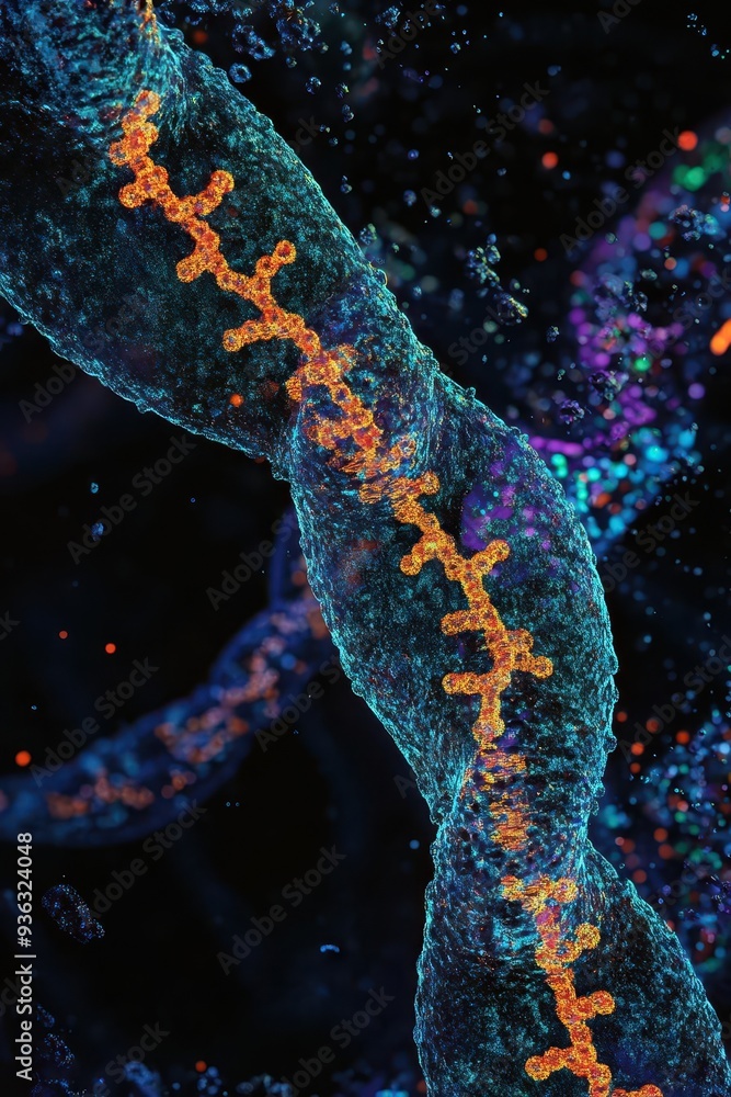 RNA translation visualized under a microscope, with ribosomes reading ...