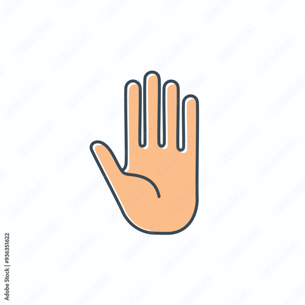 Hand gesture stop sign. Simple vector illustration of a hand palm ...