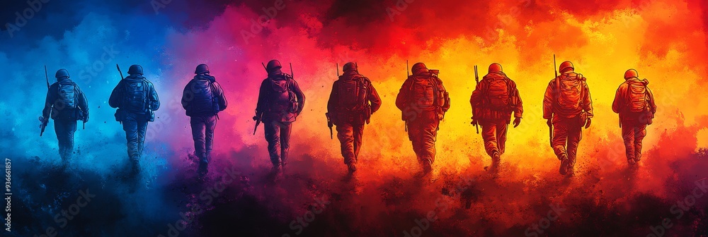 Vector infographic showing journey of soldier through various battle ...