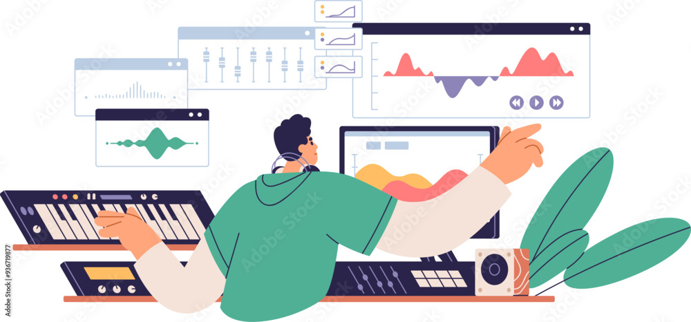 Sound designer, composer working with multimedia software, composing ...