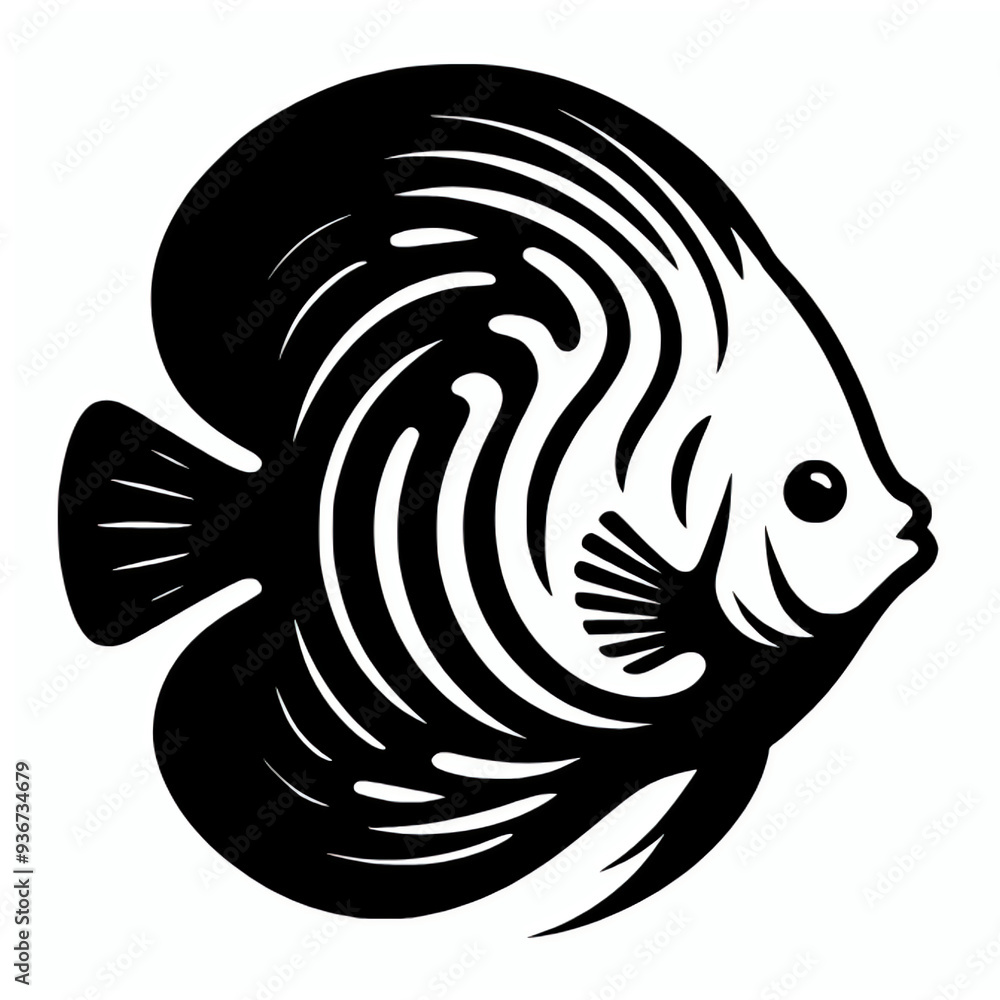 Vector illustration of a discus fish isolated on white background ...