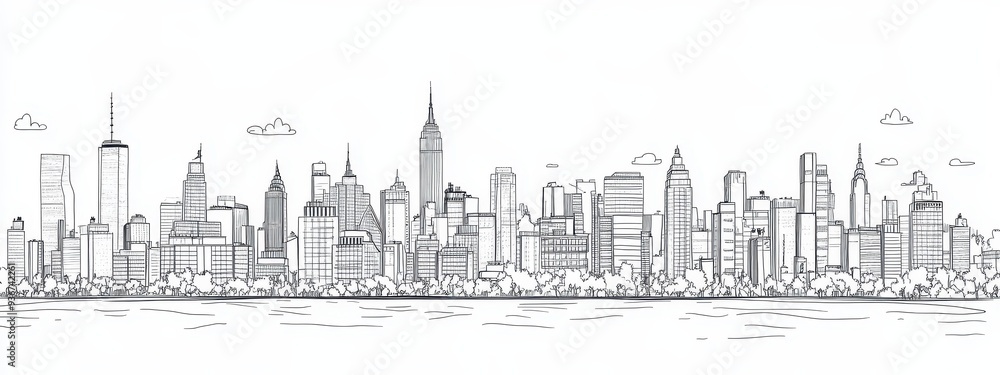 Building city line one continuous outline single art sketch skyline ...