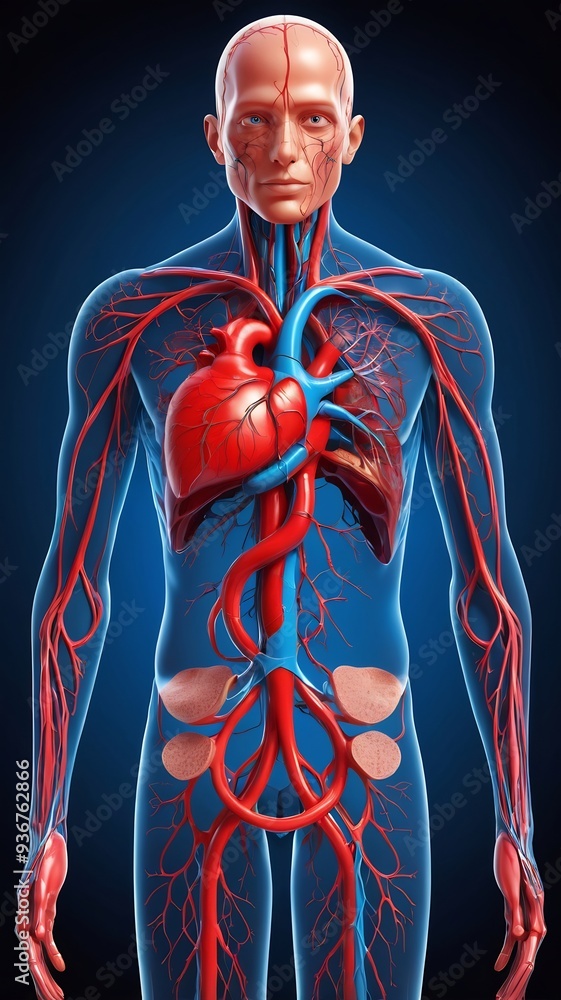 Detailed Illustration of the Human Circulatory System Showcasing the ...