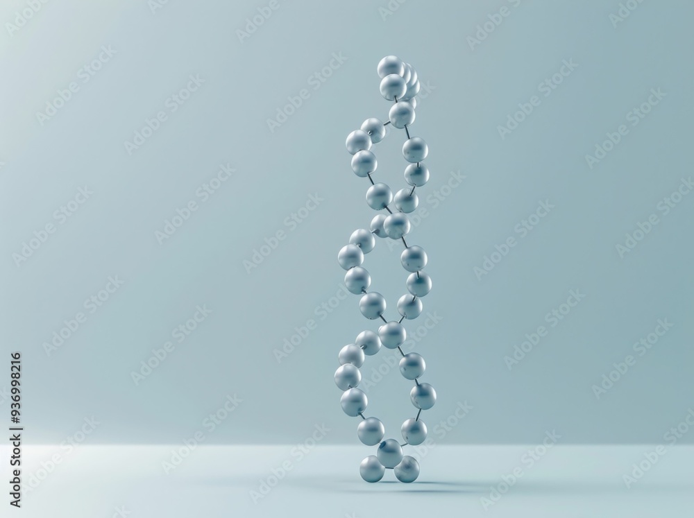 3D DNA molecule structure on blue surface with duplicated DNA molecule ...