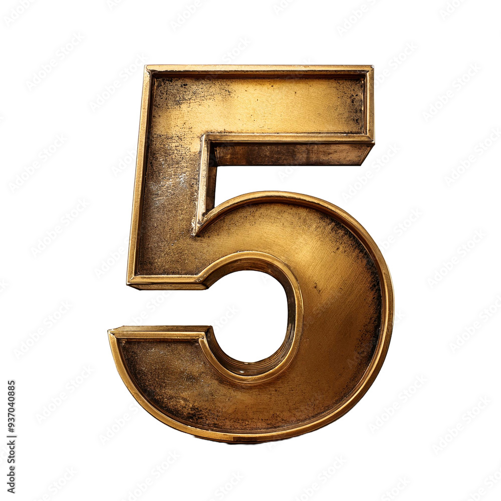 PNG 3D golden number five Stock Illustration | Adobe Stock